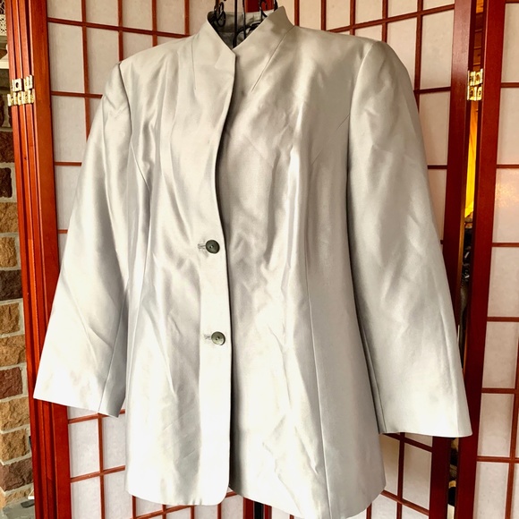 Talbots | Jackets & Coats | Talbots Petites Pure Silk Silver Jacket Nwt ...